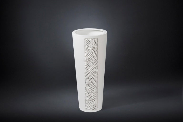 Vase Cone Botticelli Tronchetti, Bassano White Ceramic, Italy For Sale ...