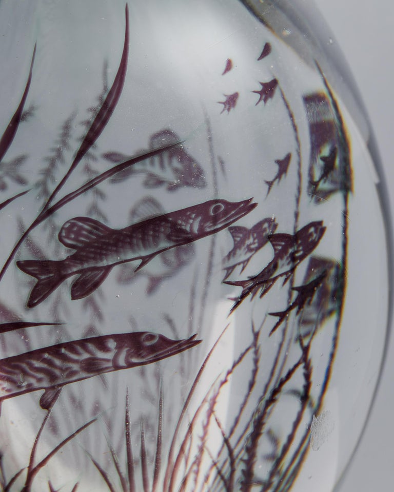 Vase ‘Fish Graal’ Designed by Edward Hald for Orrefors, Sweden, 1949 ...