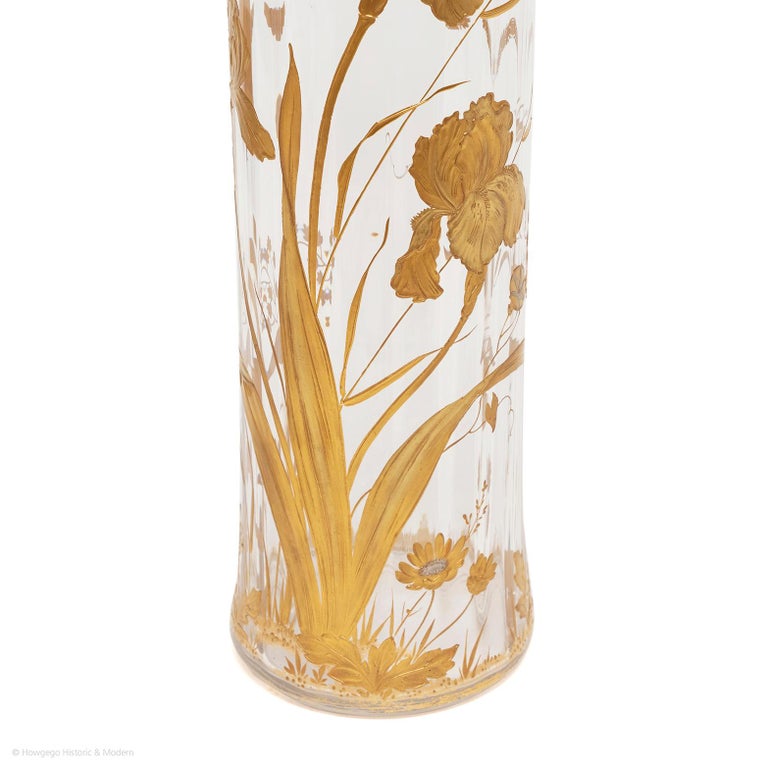 Vase Glass Gilded Iris St Louis Crystal France For Sale at 1stDibs