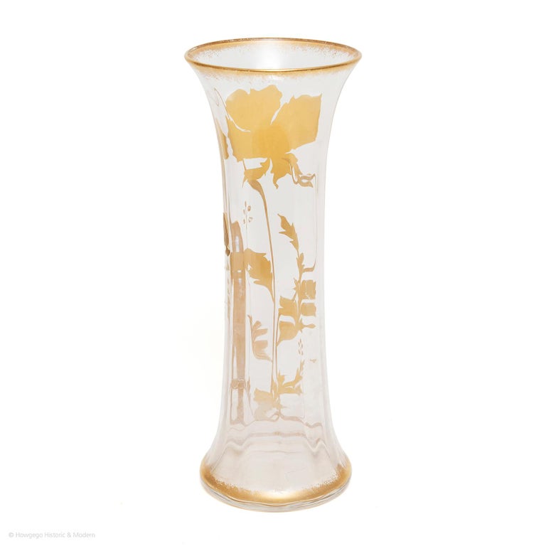Vase Glass Gilded St Louis Crystal Convolvulus France 34cm 13 1/4" high ...
