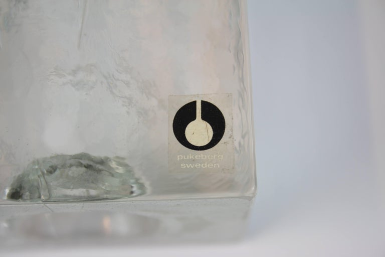 Vase Ice Glass Sculptured by Pukeberg For Sale at 1stDibs
