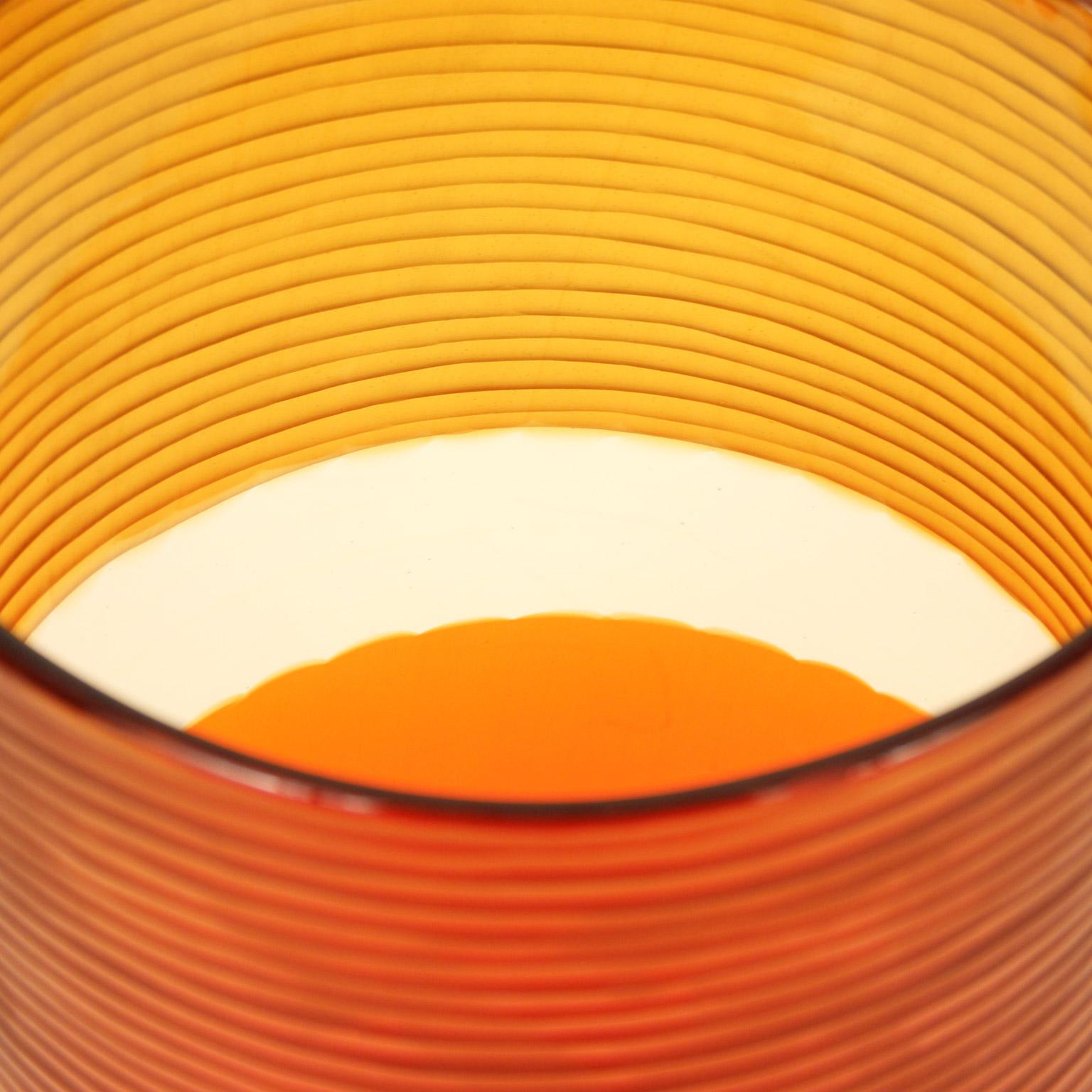 Vase in Artistic Murano Glass, Upper Part Grinded Texture by Multiforme ...