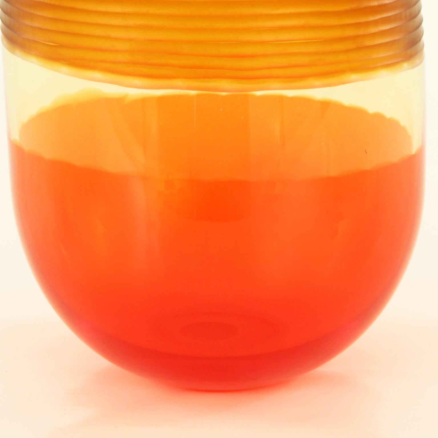 Vase in Artistic Murano Glass, Upper Part Grinded Texture by Multiforme ...