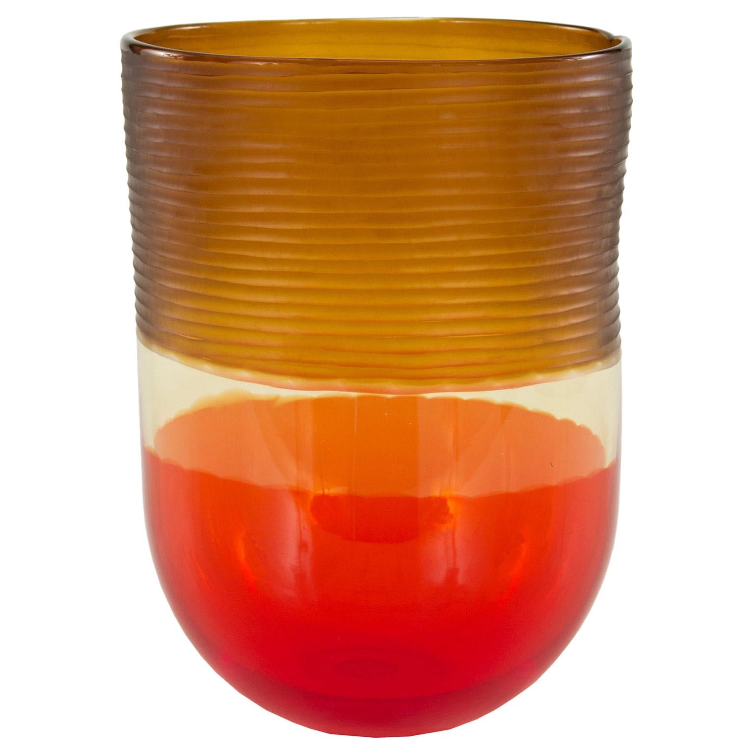 Artistic Mouth Blown Moka Glass Vase Entirely Grinded Modus by ...