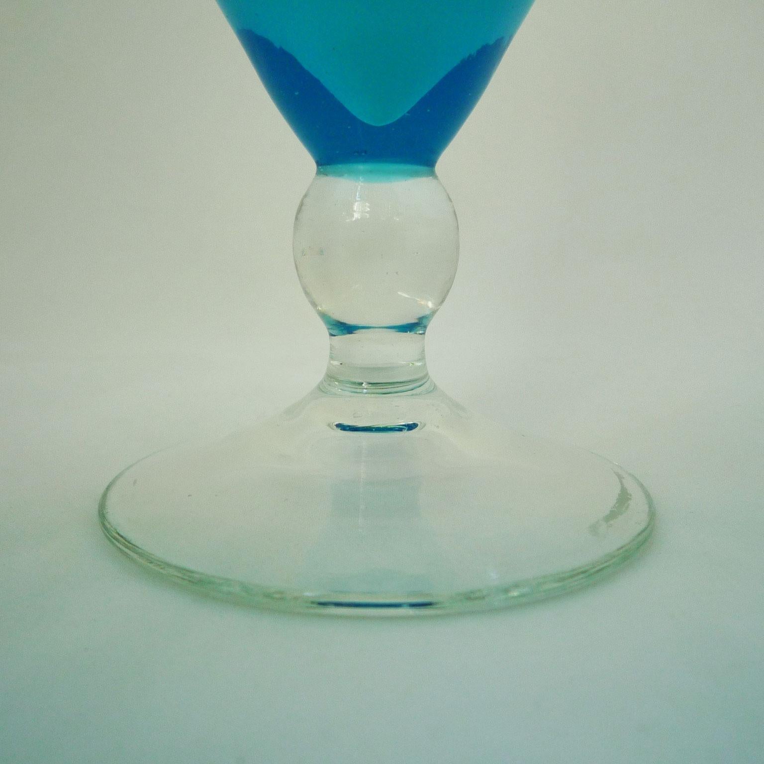 Vase Made of Azure Blue Flashed Glass Art Nouveau For Sale at 1stDibs