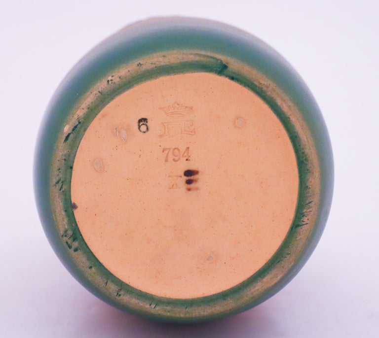 Vase Peter Ipsen Enke - Denmark - Art Nouveau - Orange with flowers and ...