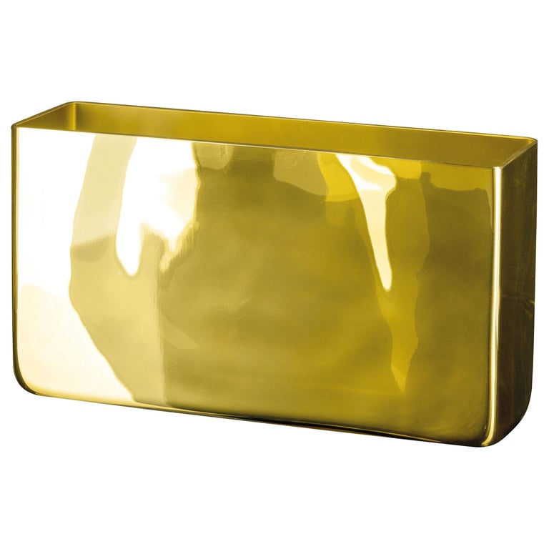 Vase Rectangular Wallet, Gold Color, in Glass, Italy For Sale at 1stDibs
