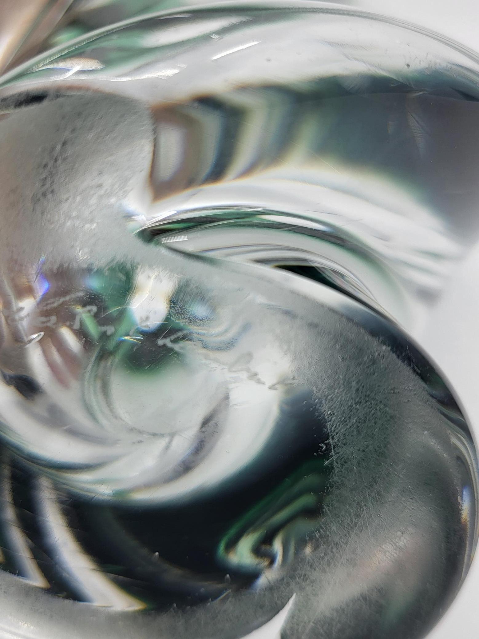 Vase Val Saint Lambert en cristal vert forme ovoïde Belgique Vintage ...