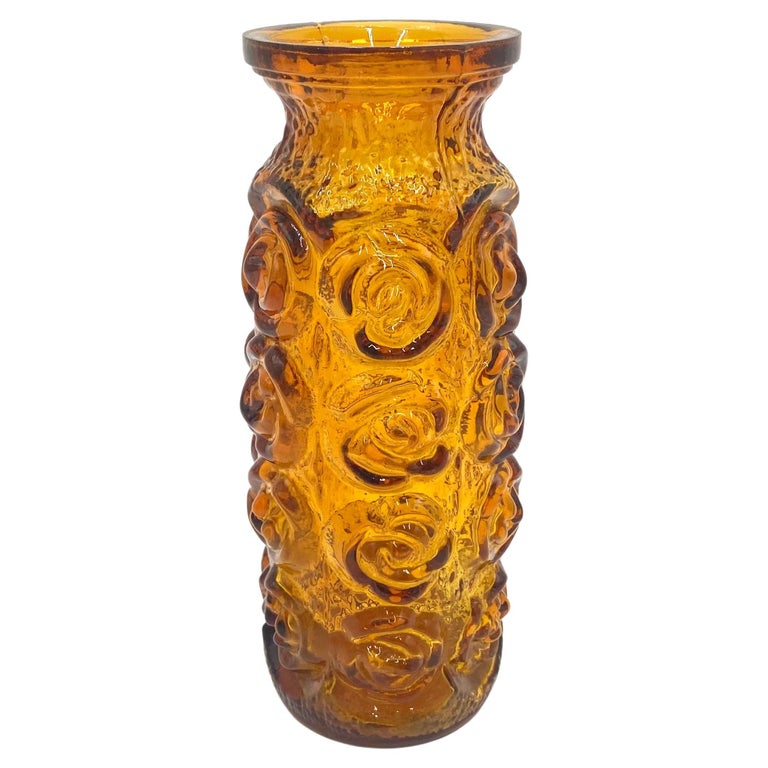 Vase with Roses, Laura Glassworks, Poland, 1970s For Sale at 1stDibs