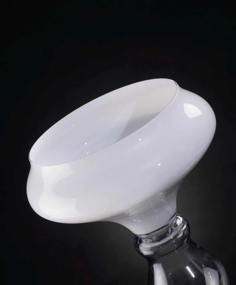 Vase Zeus White and Clear, in Glass, Italy For Sale at 1stDibs