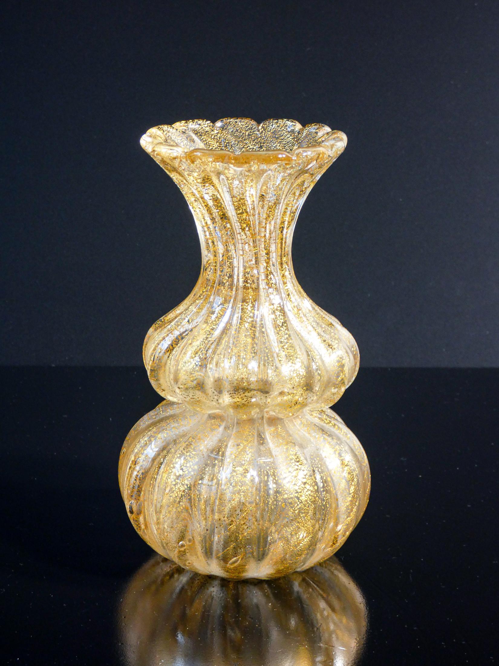 Vaso in vetro soffiato di Murano e oro, design E. BAROVIER per Barovier ...