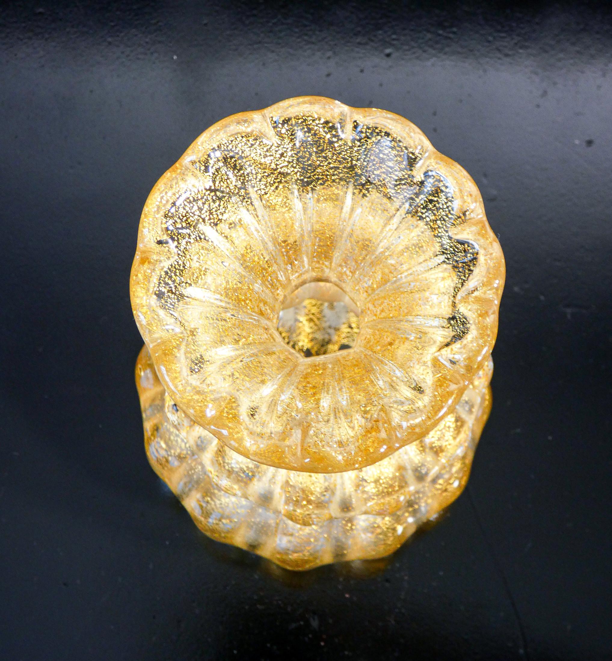 Vaso in vetro soffiato di Murano e oro, design E. BAROVIER per Barovier ...