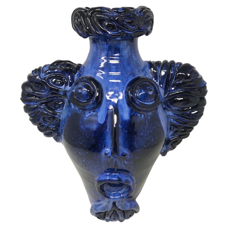 Freaklab Vase Made Entirely by Hand in Ceramic, Iridescent Blue Color ...