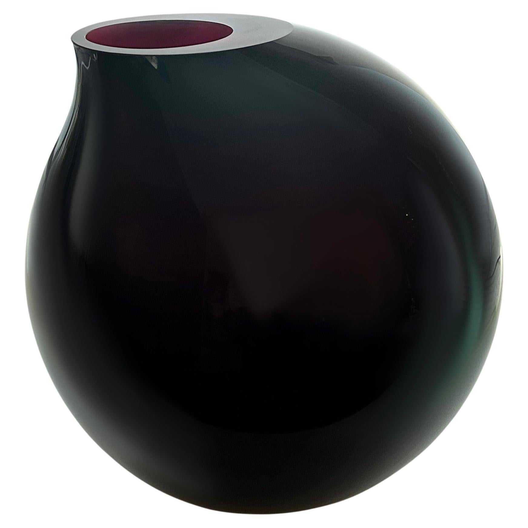 'Vaza" by Anna Torfs Large Sphere Vase in Burgundy Belgian Art Glass ...