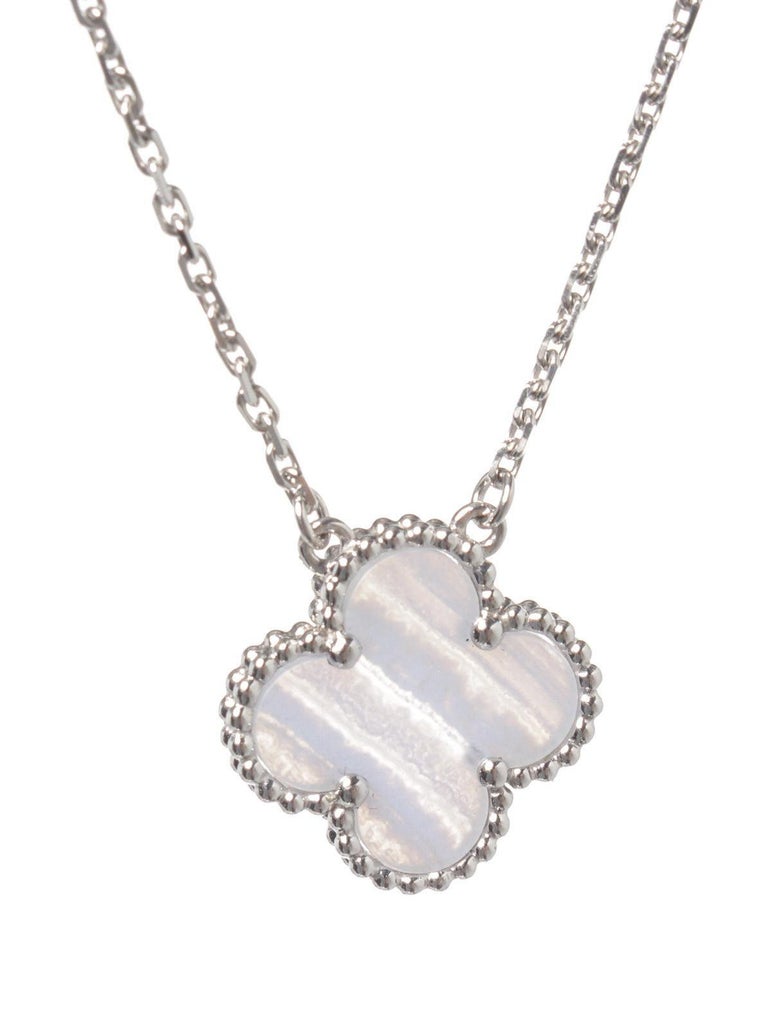 VCA Silver Vintage Alhambra Necklace at 1stDibs