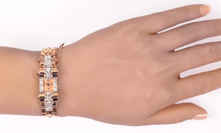 VCA Van Cleef and Arpels Vintage Retro Gold Diamond Pink Gold Ladies ...