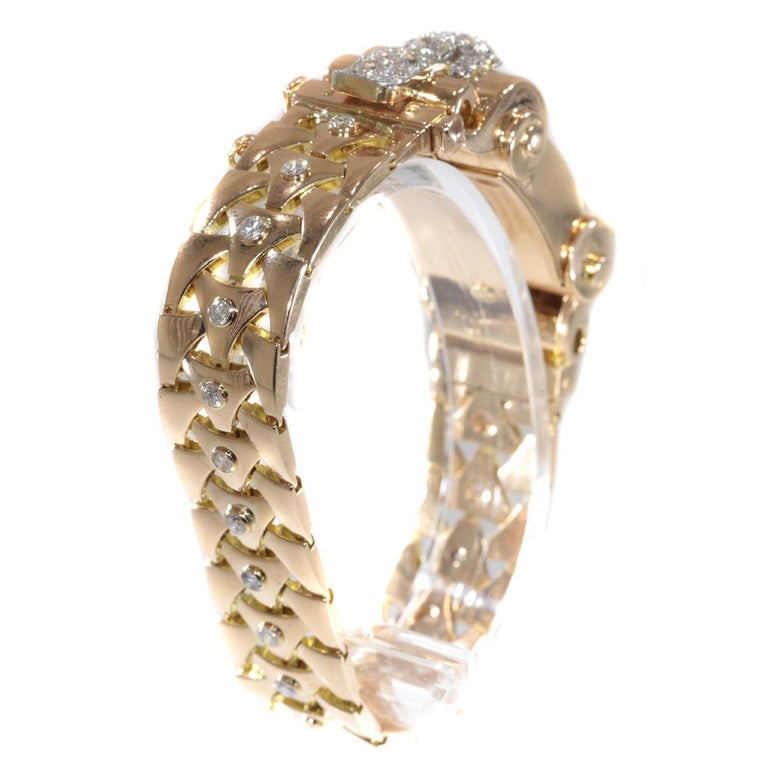 VCA Van Cleef and Arpels Vintage Retro Gold Diamond Pink Gold Ladies ...