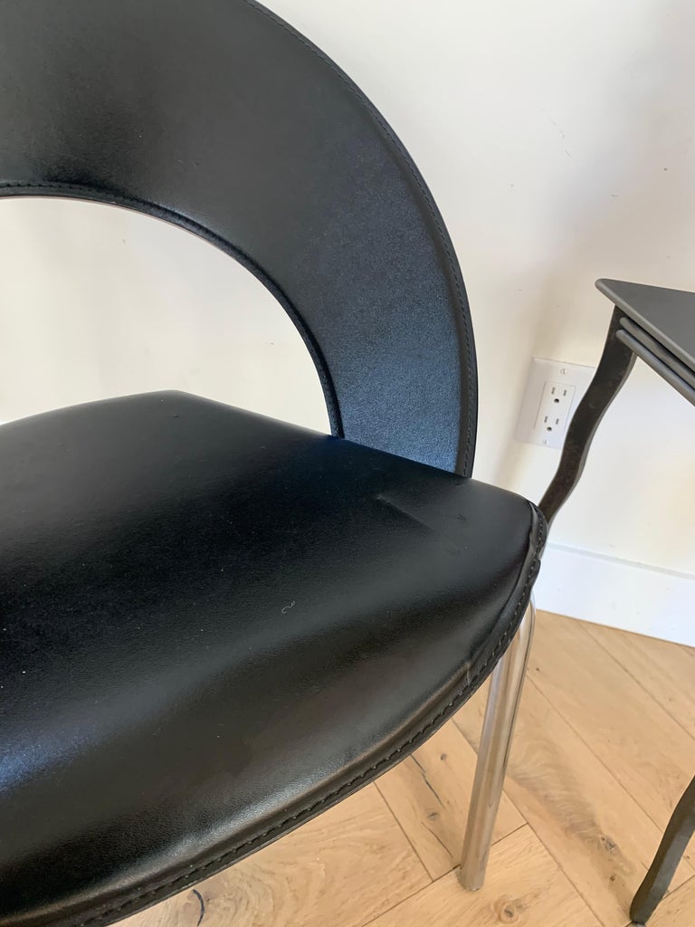 Vecta Style Chrome and Leather Tubular Chairs, early 80s at 1stDibs