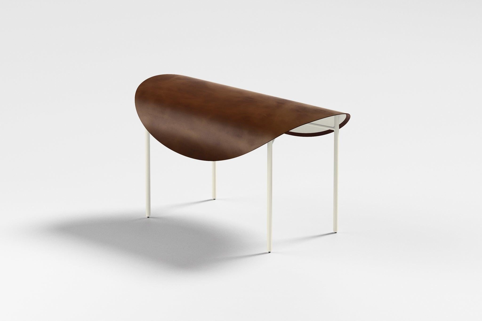 Vegetable Tan Leather and White Steel Tack Bench by Calen Knauf For ...