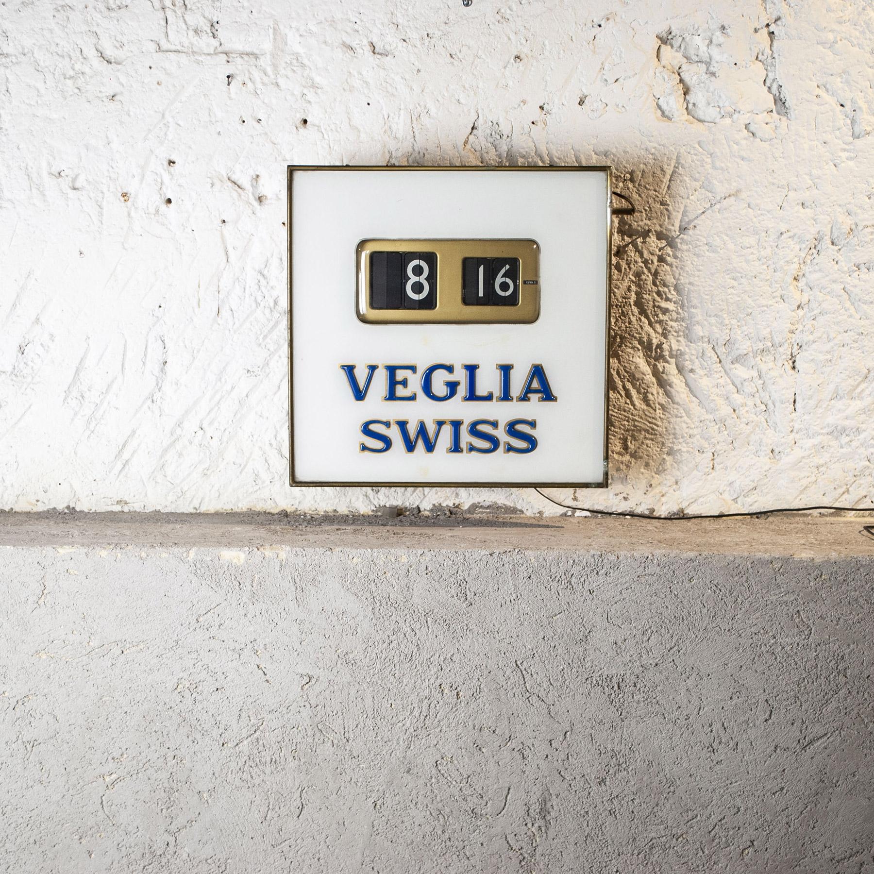 Veglia Swiss Advertising Paddle Clock, 1960s For Sale at 1stDibs
