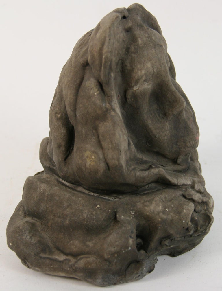 Folk Art Veiled Female Figure Handmade Clay Sculpture For Sale at 1stDibs