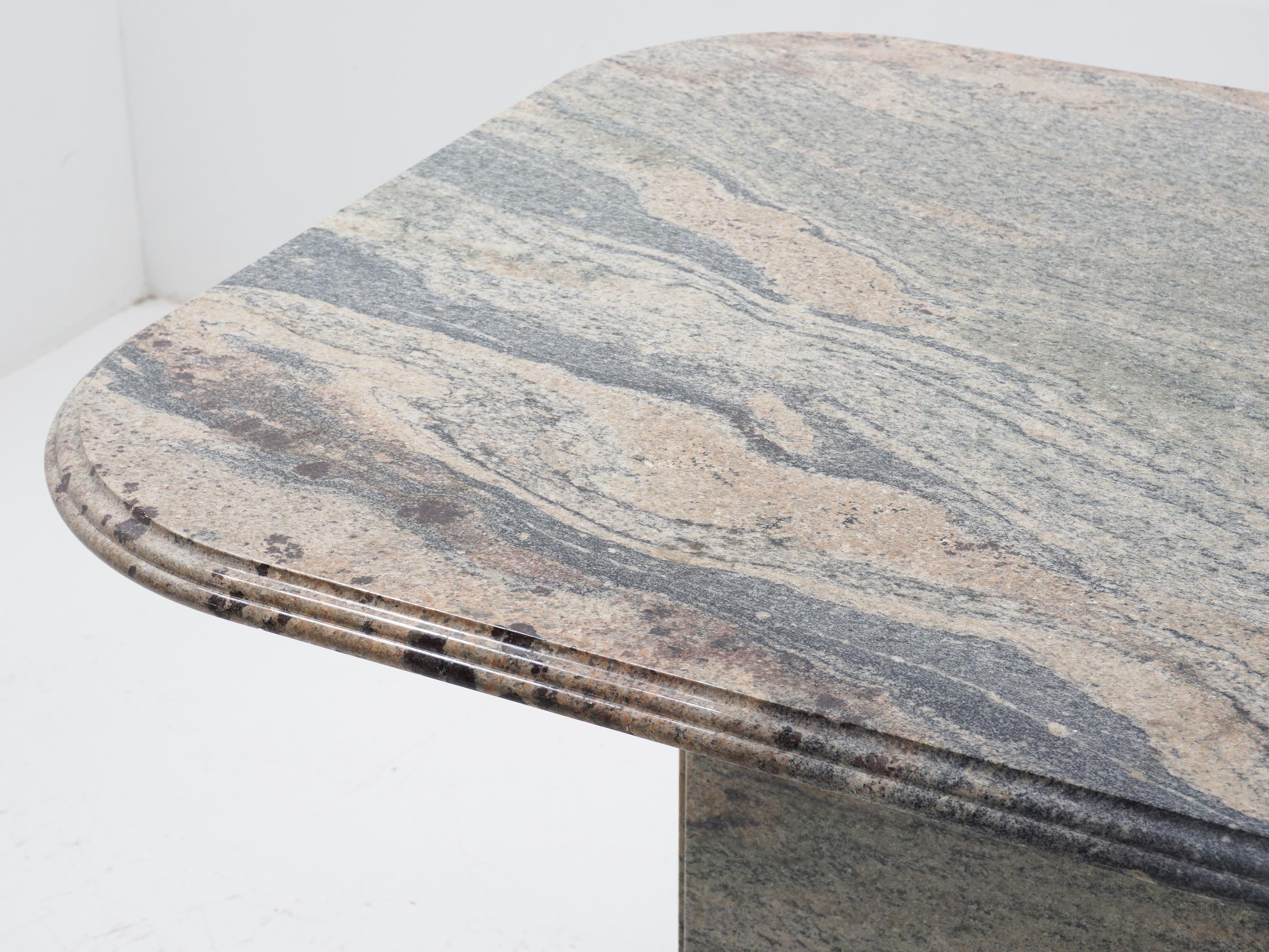 Veined Granite Pedestal Dining Table, 1970s For Sale at 1stDibs
