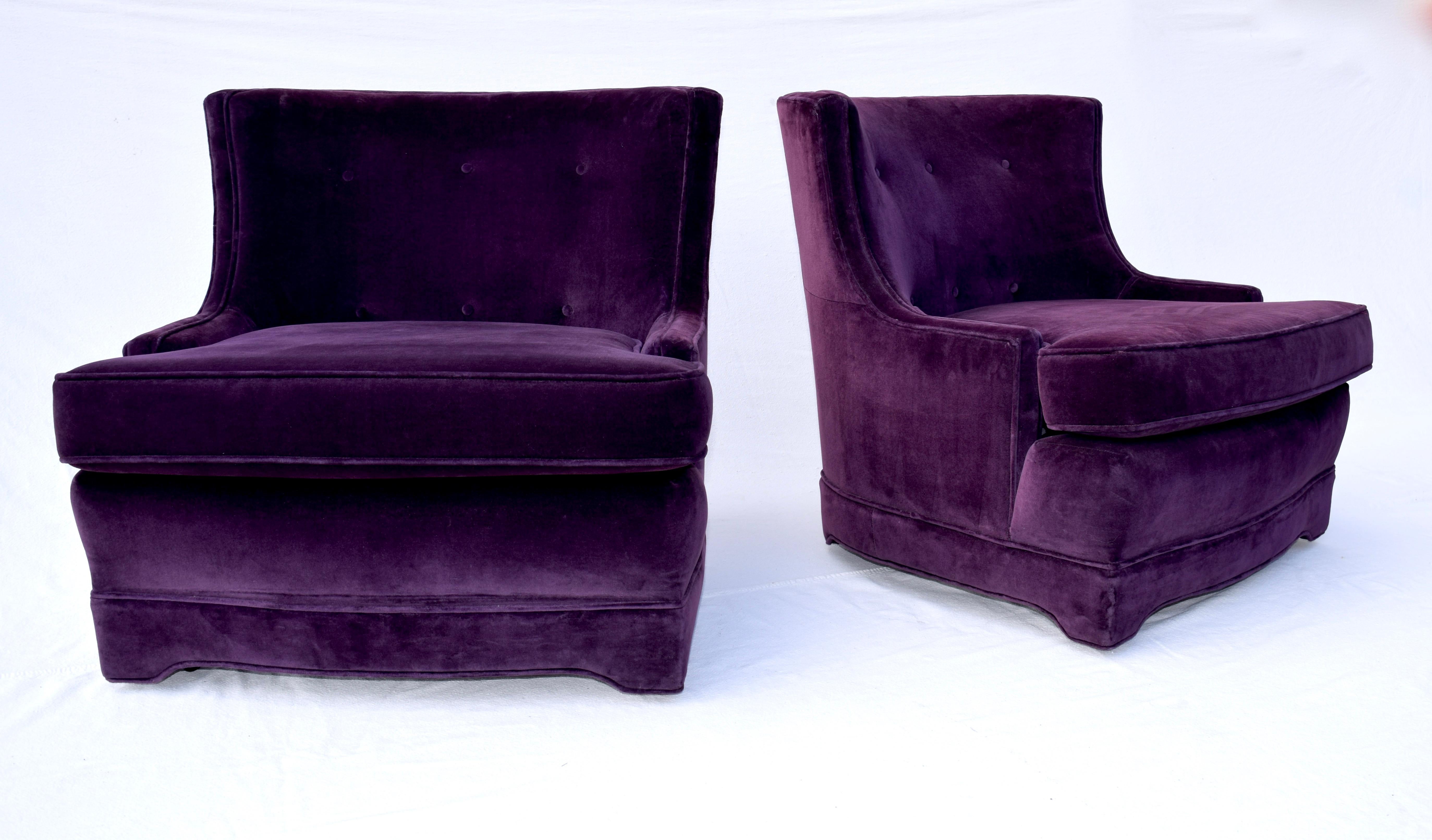 Velvet Club Chairs at 1stDibs