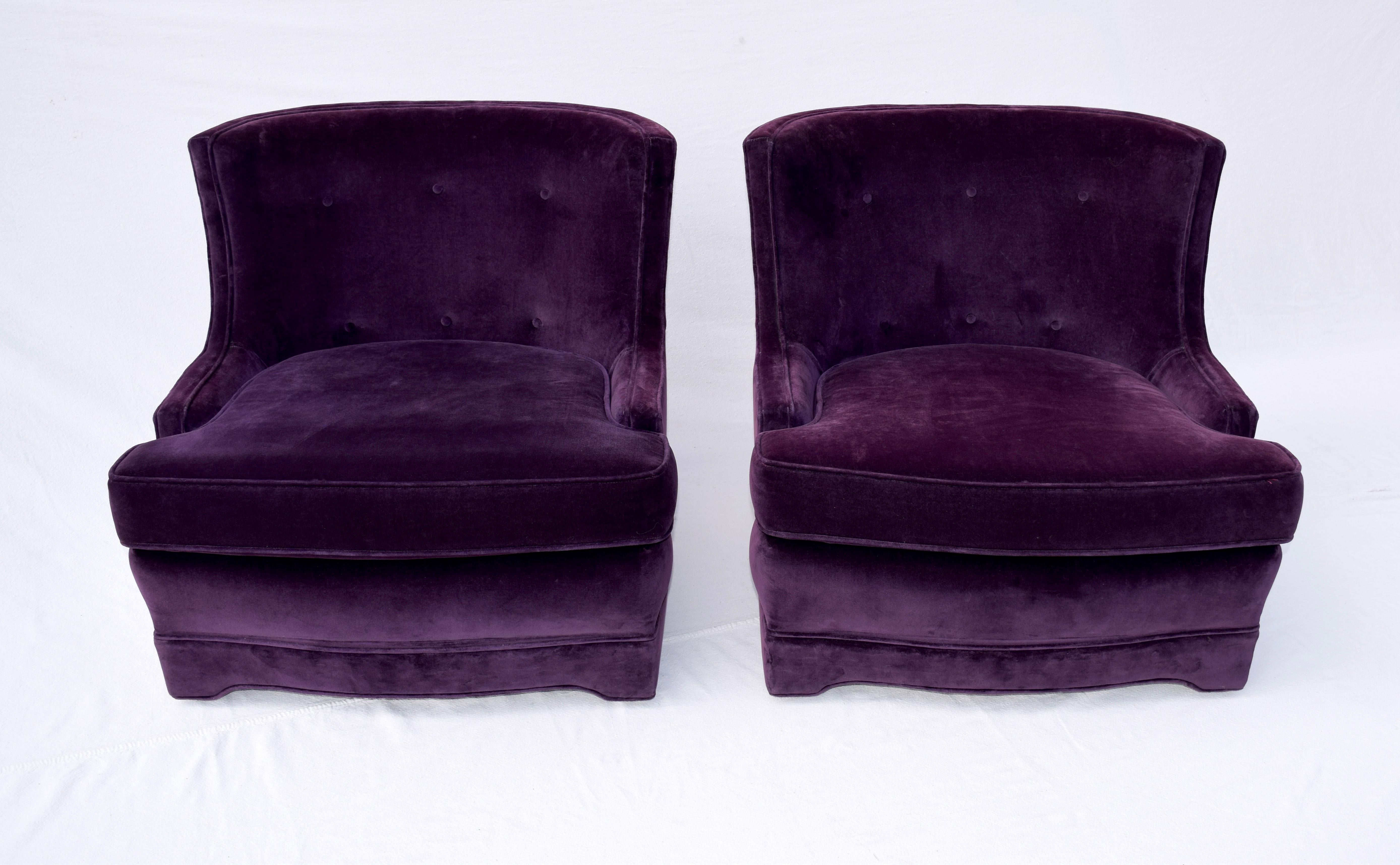 Velvet Club Chairs at 1stDibs