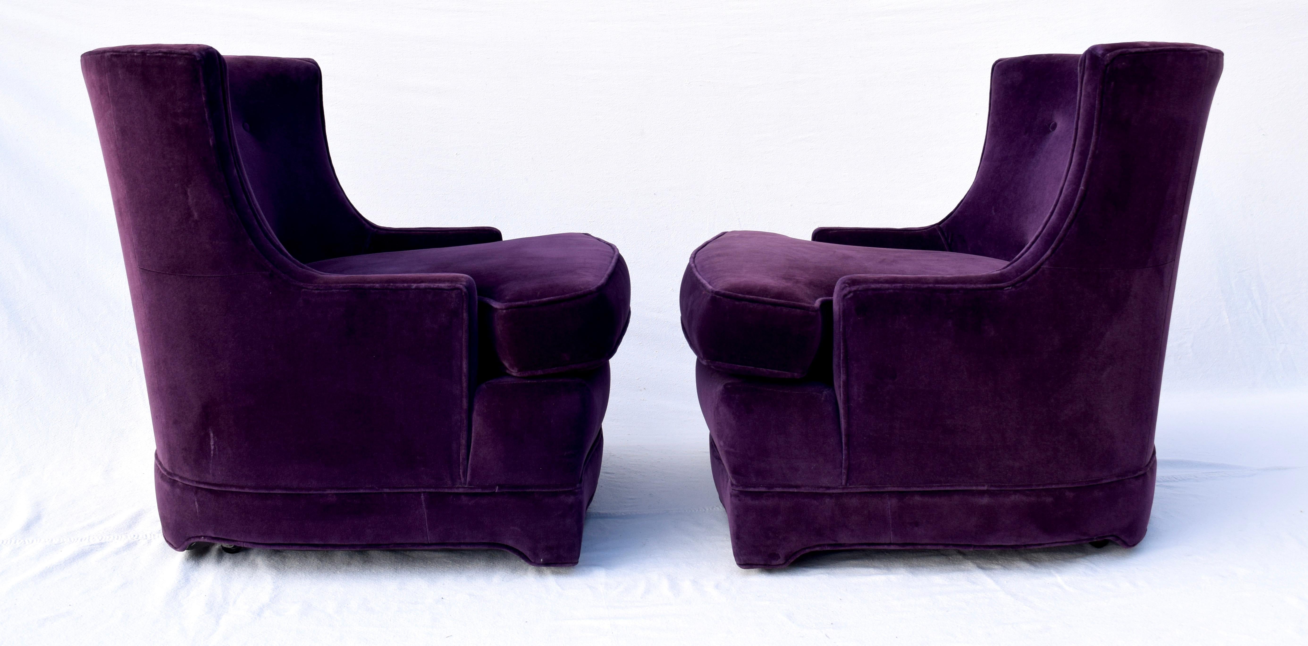 Velvet Club Chairs at 1stDibs