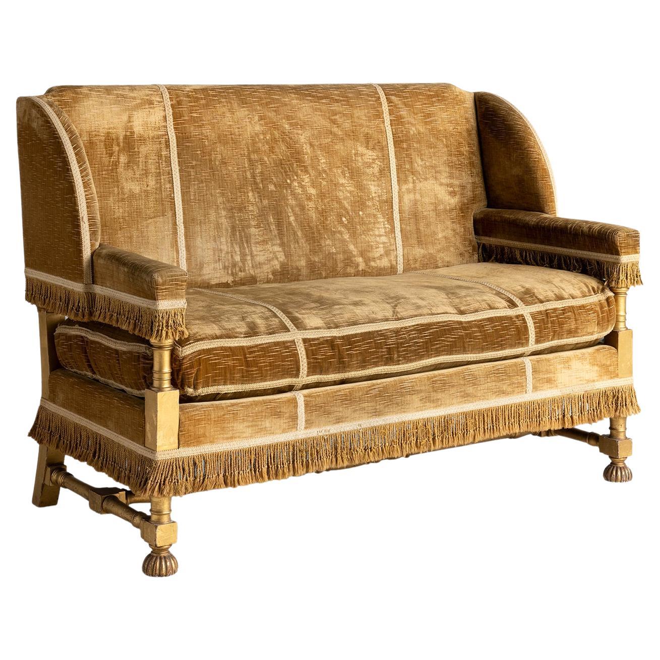 Velvet and Giltwood Sofa, England, circa 1900 at 1stDibs