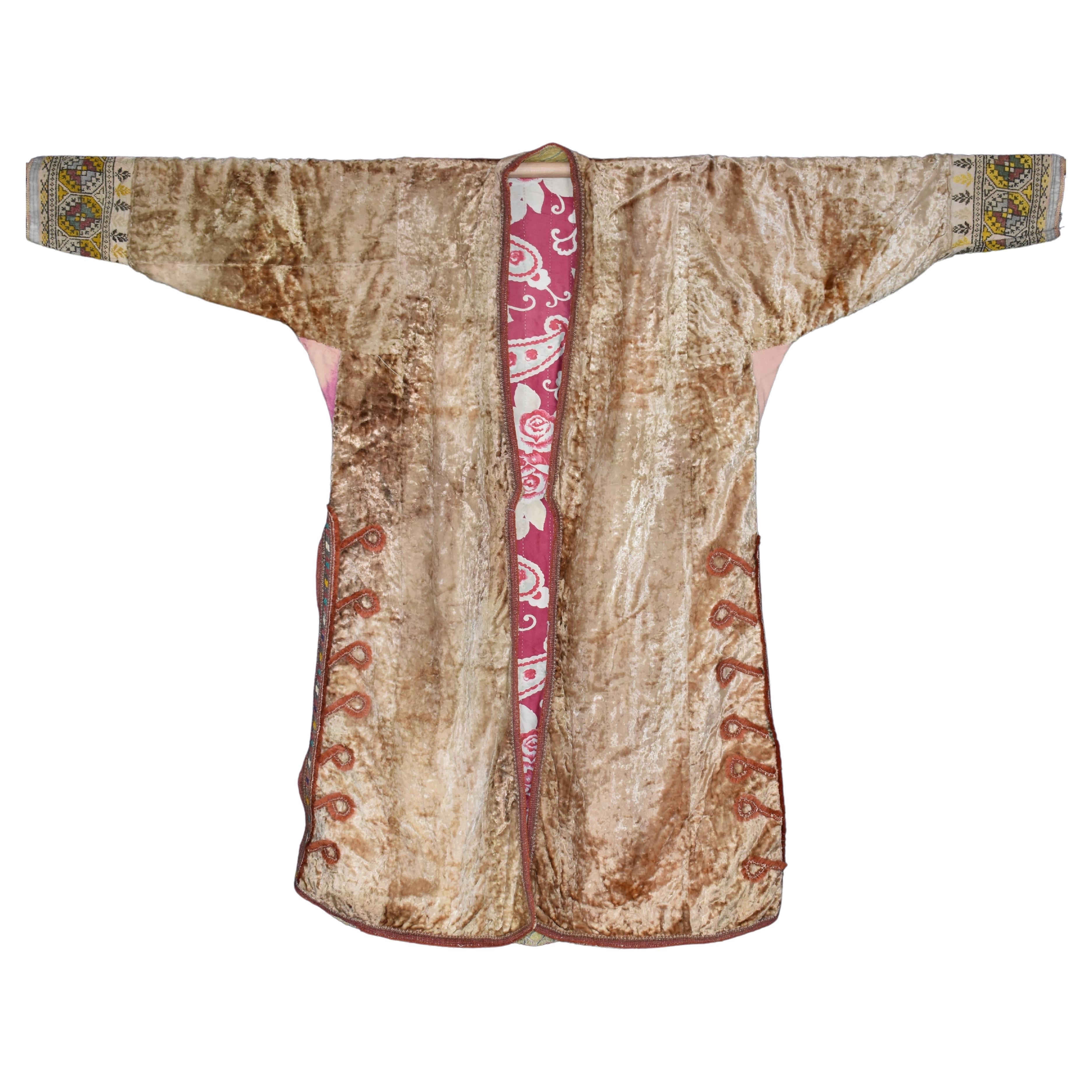 20th Century Uzbek Cotton and Silk Ikat Chapan Robe For Sale at 1stDibs