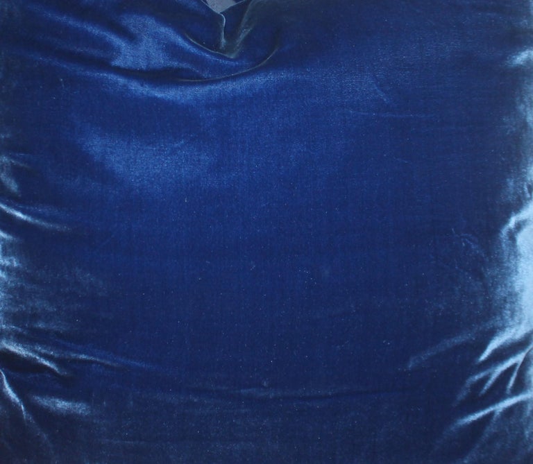 Velvet Royal Blue and Indigo Blue Pillows, Pair at 1stDibs