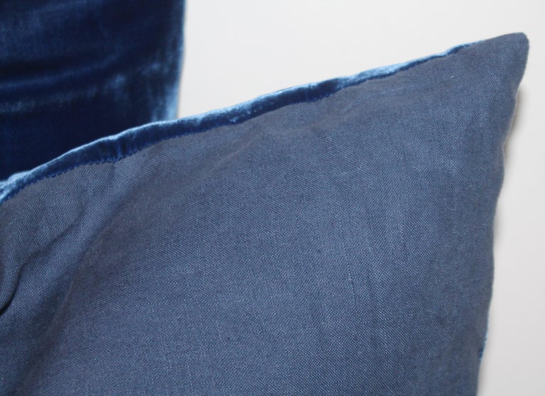 Velvet Royal Blue and Indigo Blue Pillows, Pair at 1stDibs