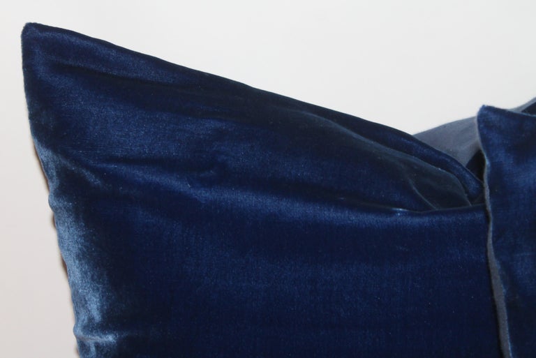 Velvet Royal Blue and Indigo Blue Pillows, Pair at 1stDibs