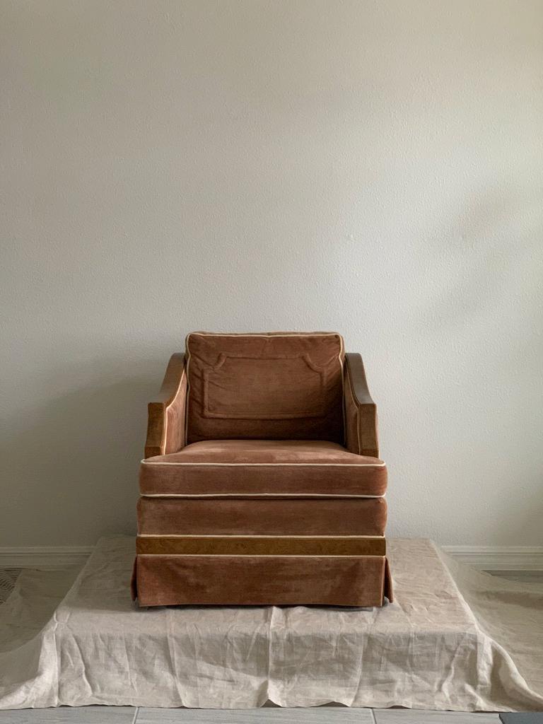 Ochre Armchair Waterfall Skirted at 1stDibs