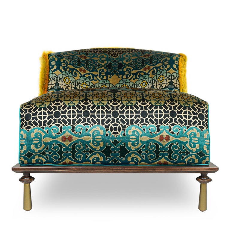 Velvet Slipper Chair with Faux Mink Lining For Sale at 1stDibs | mink ...