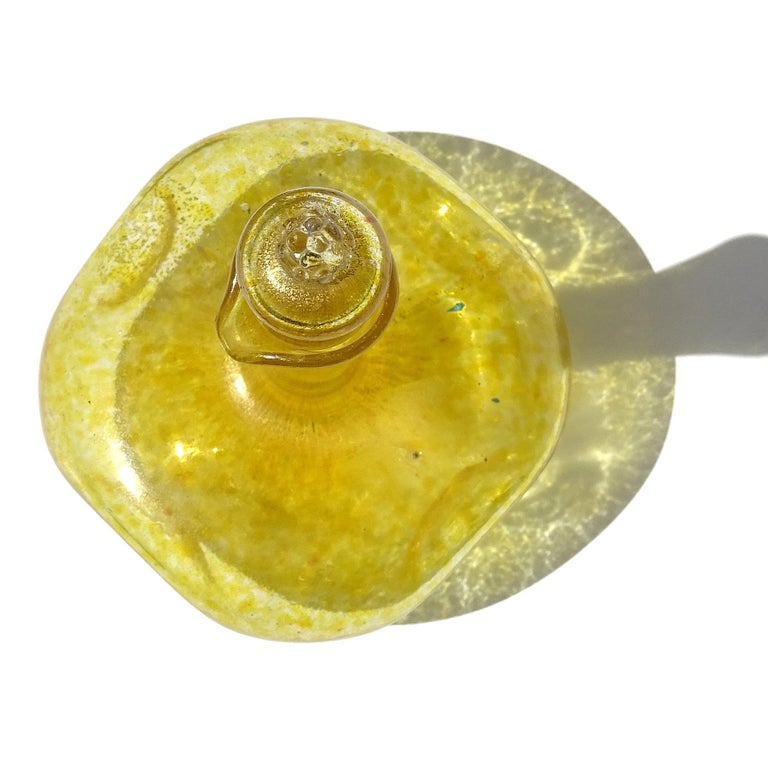 Venetian Antique Murano Yellow Gold Fleck Italian Art Glass Dimple ...