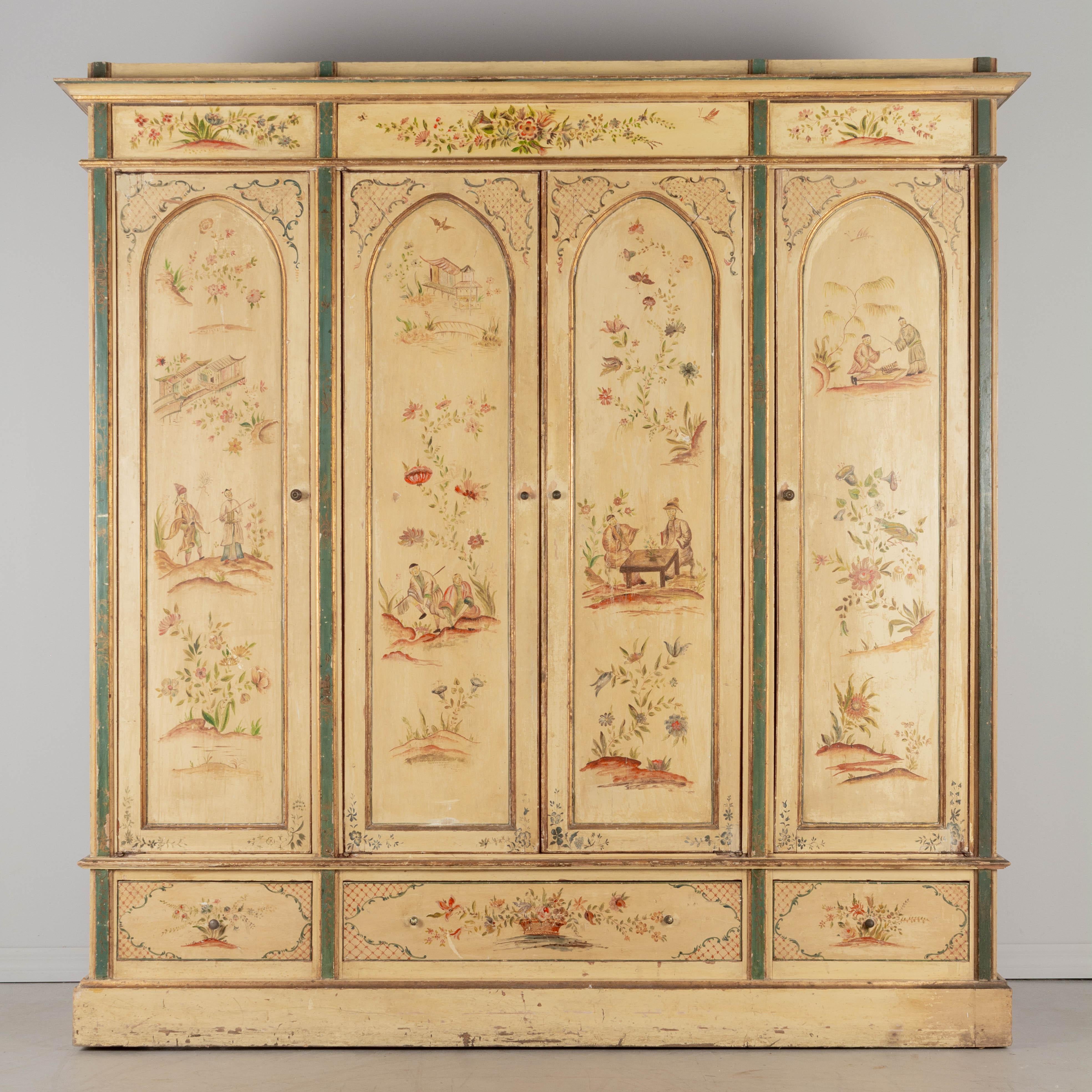 Venetian Art Deco Chinoiserie Painted Wardrobe or Armoire For Sale at ...
