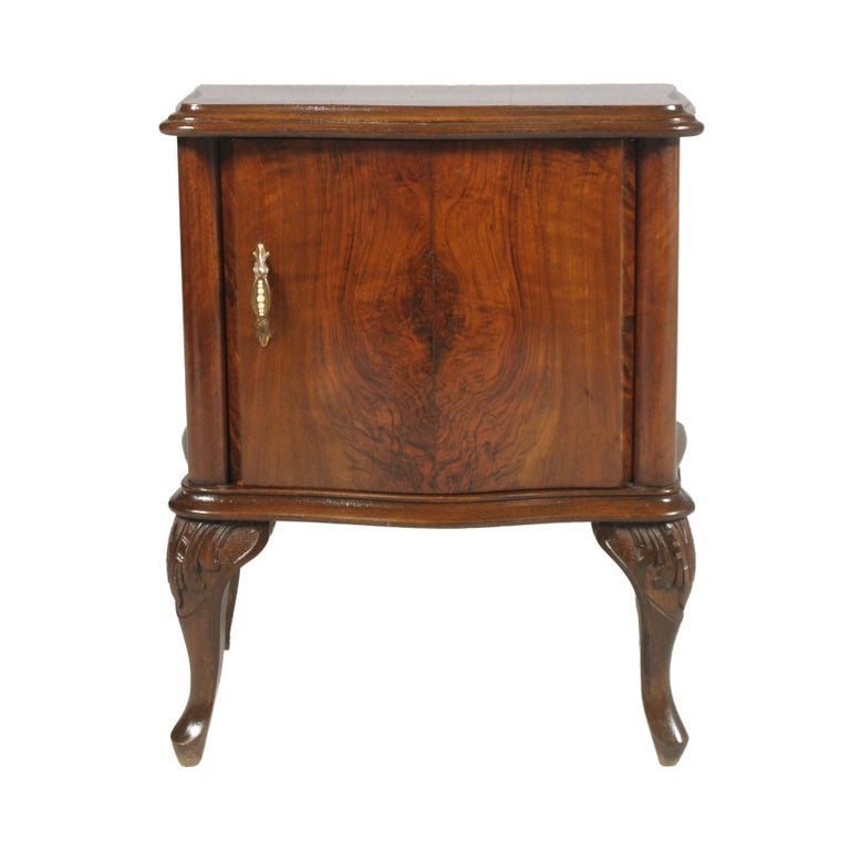 Venetian Baroque Nightstands, Hand Carved and Veneer Walnut, Restored ...