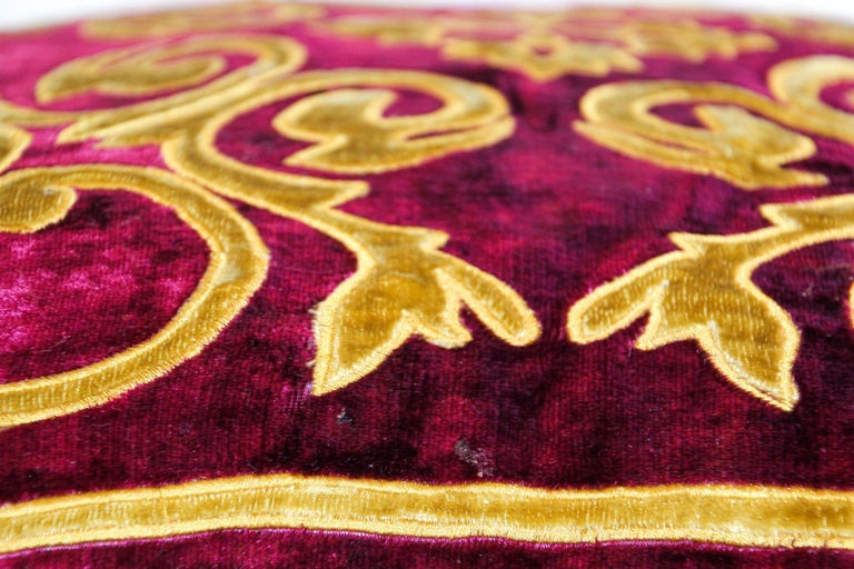 Venetian Baroque Red and Gold Velvet Pillows with Elaborate Applique ...