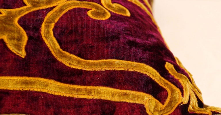 Venetian Baroque Red and Gold Velvet Pillows with Elaborate Applique ...