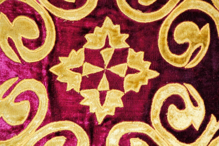 Venetian Baroque Red and Gold Velvet Pillows with Elaborate Applique ...