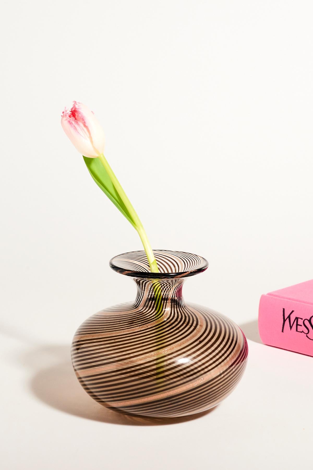 Venetian Black and Copper Swirled Vase at 1stDibs