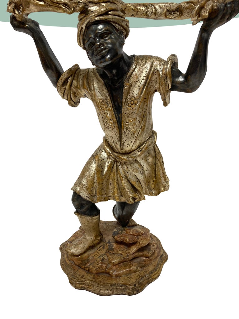 Venetian Blackamoor Side Table with Glass Top For Sale at 1stDibs