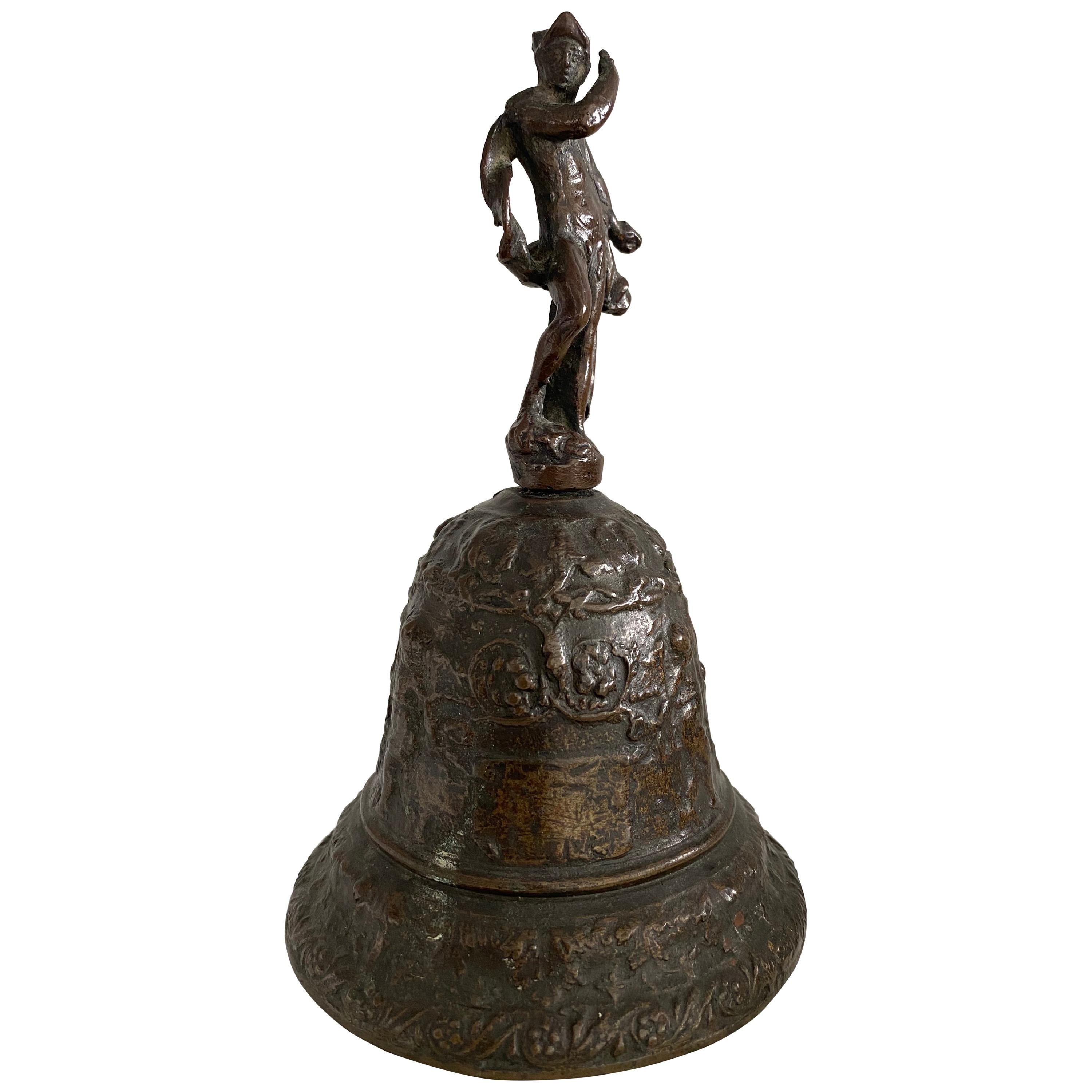 Venetian Bronze Hand Bell with God Mercury, 16th Century at 1stDibs