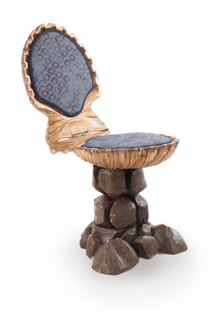 2 Italian Venetian Grotto Hinged Clam Shell Chairs For Sale at 1stDibs