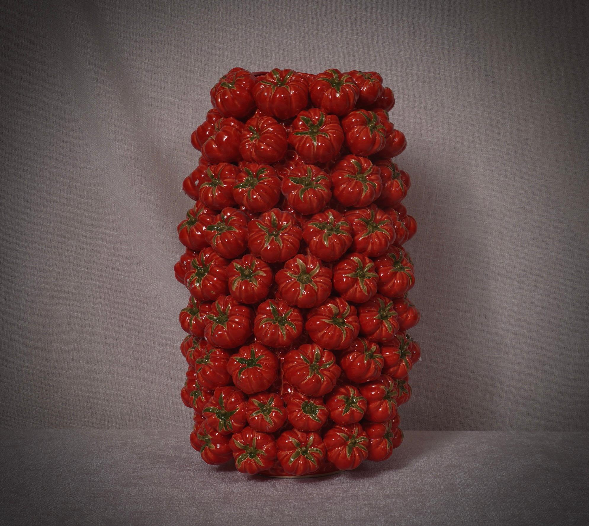 Venetian Ceramics Round Red Color Vases, 2020 For Sale at 1stDibs