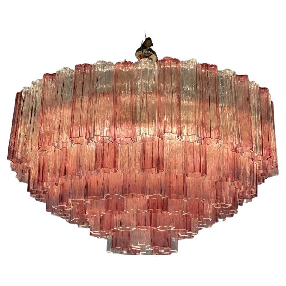 Venetian Chandelier in Pink and Clear Murano Glass at 1stDibs