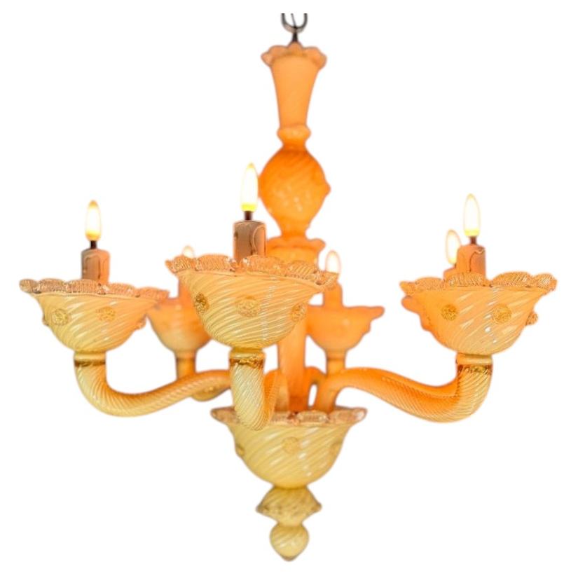 Venetian chandelier in yellow Murano glass, around 1950 For Sale at 1stDibs
