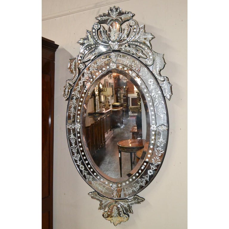 Venetian Etched Glass Wall Mirror, circa 1940 at 1stDibs | 1940 wall ...